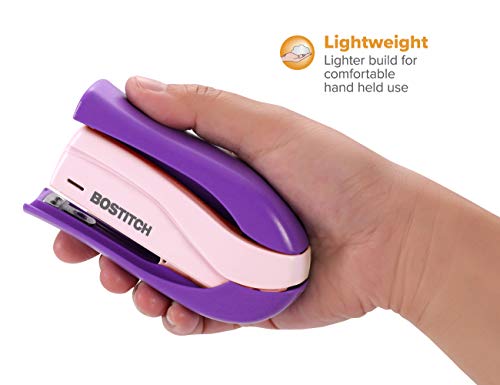 Bostitch Office inSHAPE 15 Reduced Effort Compact Stapler, Purple (1454), 4.3" x 1.9" x 7.5"