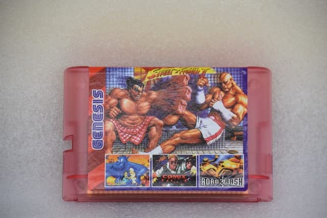 196 in 1 Game Cartridge 16 Bit MD Game Card for Sega Mega Drive for Sega Geneis 9 games can Battery Save-Transparent Pink