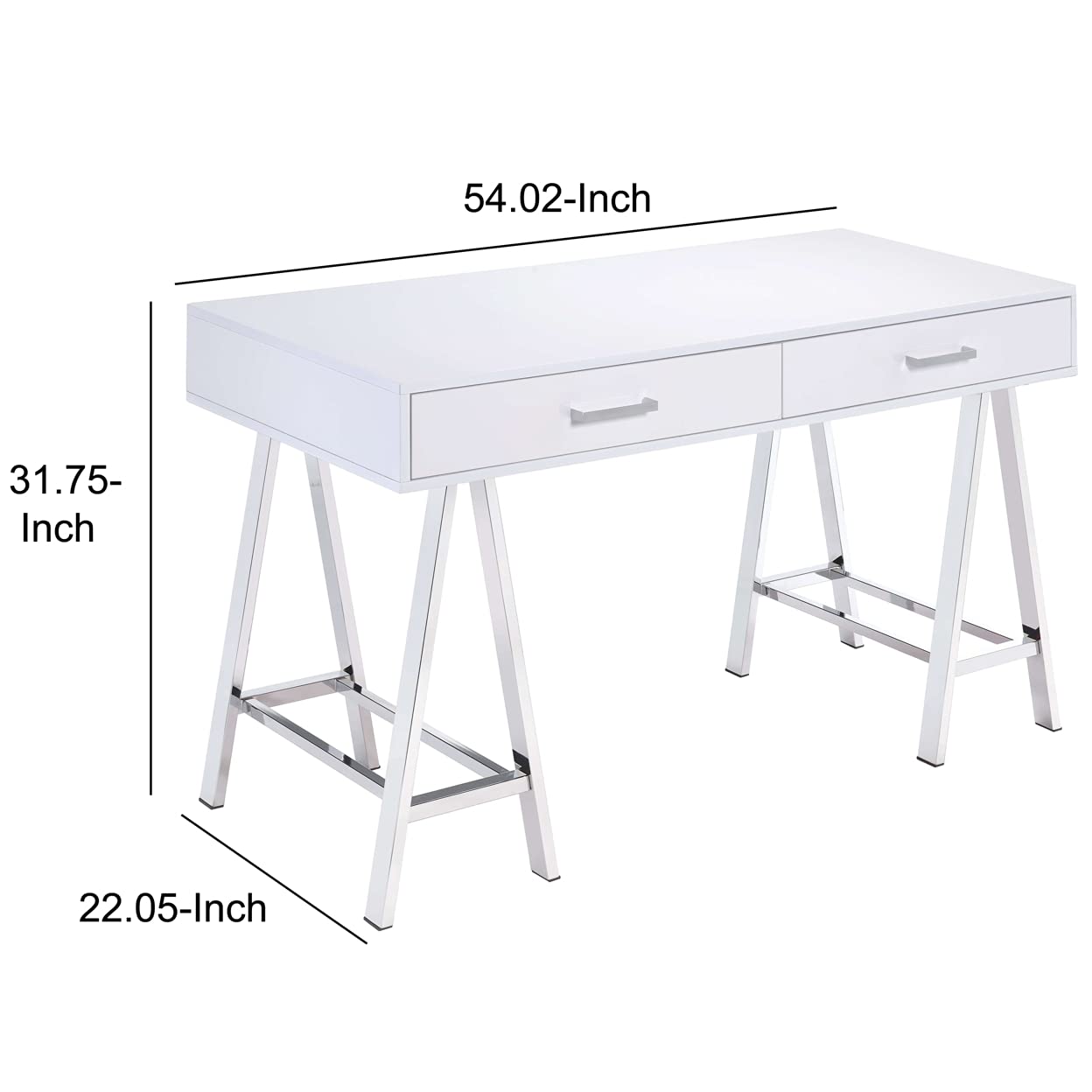 Acme Coleen Home Office Desk in White and Chrome