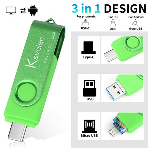 Kavolen 3in1 64GB High Speed Photo Backup Flash Drive Memory Stick for PC/Laptop /Android Phones.Photo Memory Stick for Samsung Galaxy ,LG,Google Pixel,Hua Wei,Moto,One Plus etc(for Android Phones)