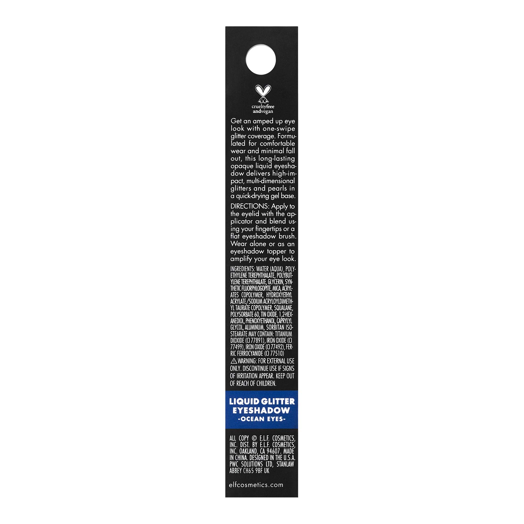 e.l.f. Liquid Glitter Eyeshadow, Long Lasting, Quick-Drying, Opaque, Gel-Based Eyeshadow For Creating High-Impact, Multi-Dimensional Eye Looks, Ocean Eyes, 0.10 Fl Oz