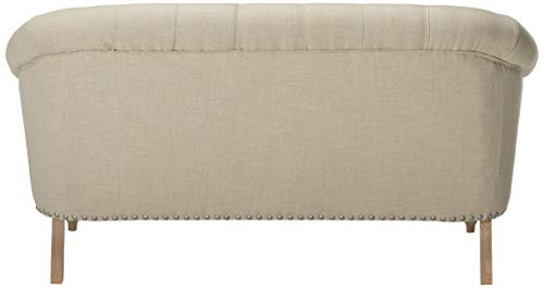Coaster Furniture Loveseat Settee Natural Fabric Weathered Grey Chrome 902498