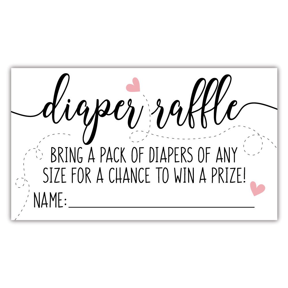 50 Sweet Heart Diaper Raffle Tickets | Gender Neutral Baby Shower Game