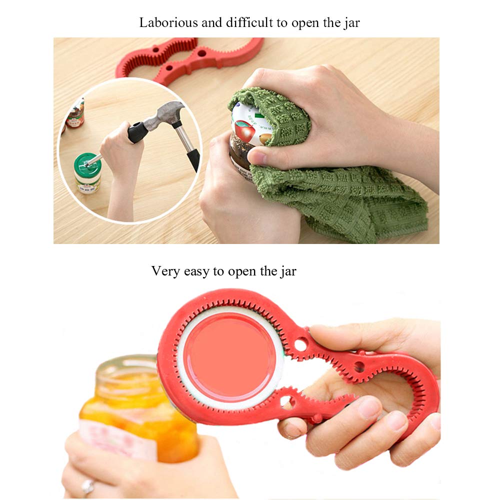3 in 1 Silicone Multi-function Jar Opener Bottle Opener Anti-slip Bottle Lid Opener Kitchen Twist Tool Opener for Various of Kitchen Cans, Bottles Pops for Weak Hands and Seniors with Arthritis - Blue