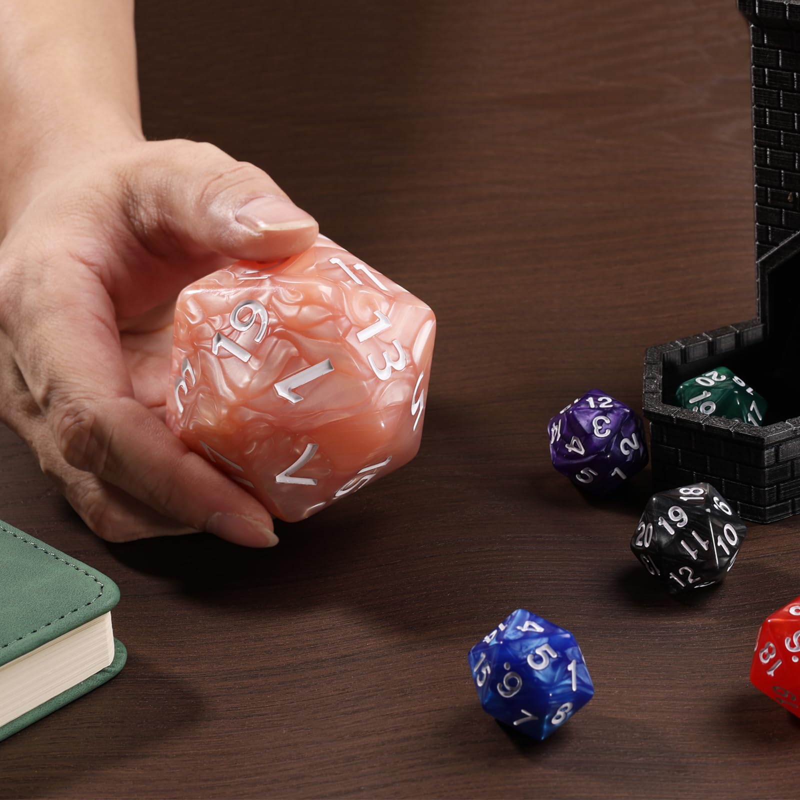 20 Sided DND Dice,D20 Giant Polyhedral Dice,55mm Titan Large Pearl Color D20 Dice,20 Sided Cube D&D Dice Set for Dungeons and Dragons, RPG, MTG Table Games(Black-Pearl Series)