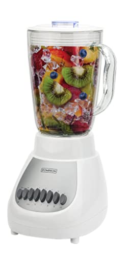 Dominion D4002WG Countertop Blender with 5-Cup 42oz Glass Jar, 10 Speed Settings with Pulse, Sharp Stainless Steel Blade, White