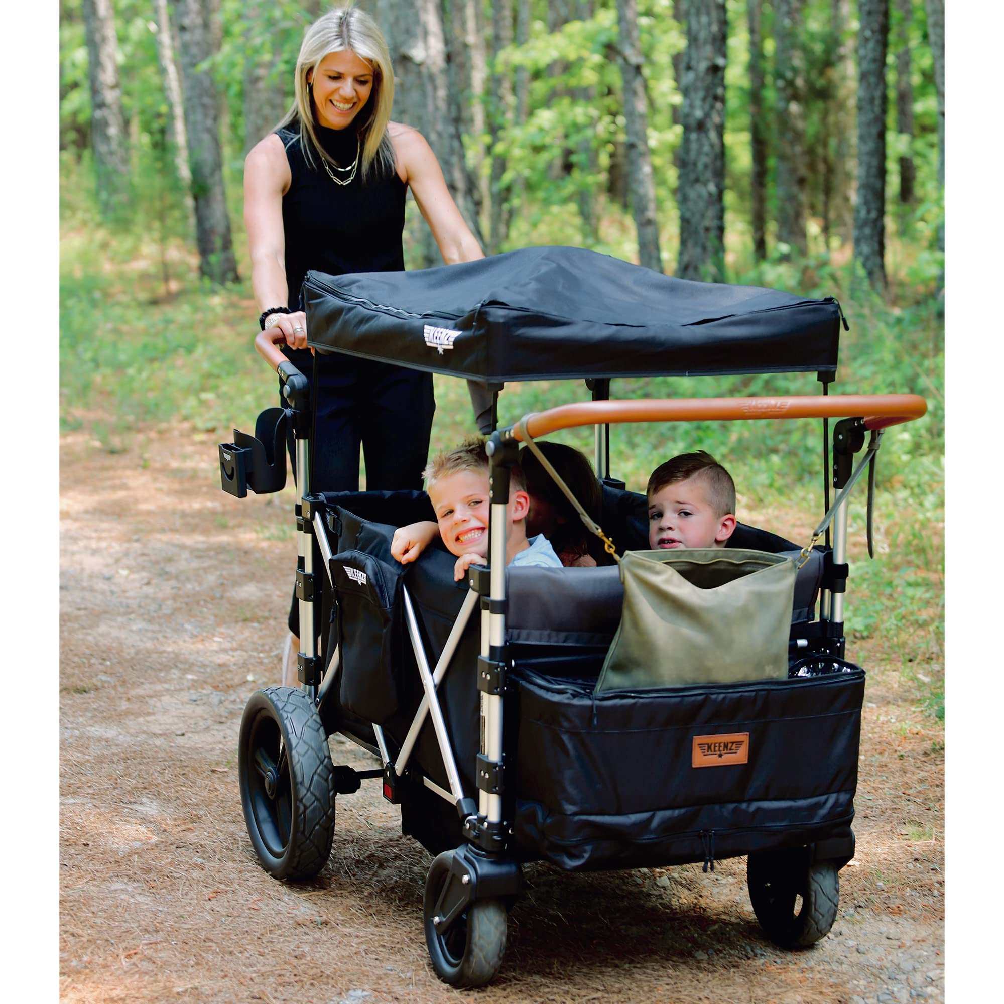 Keenz Heavy Duty All Terrain Wheel Set Kit with Axel for 7S Toddler Stroller Wagons to Travel on Snow, Dirt, Gravel, and Uneven Terrains, Black