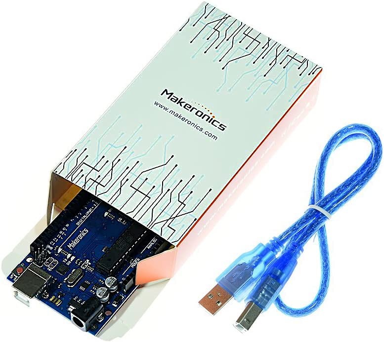 Makeronics Microcontroller Board and RAB 7-in-1 Breadboard Holder with USB Cable Compatible with UNO R3 Board ATmega328P and Arduino IDE