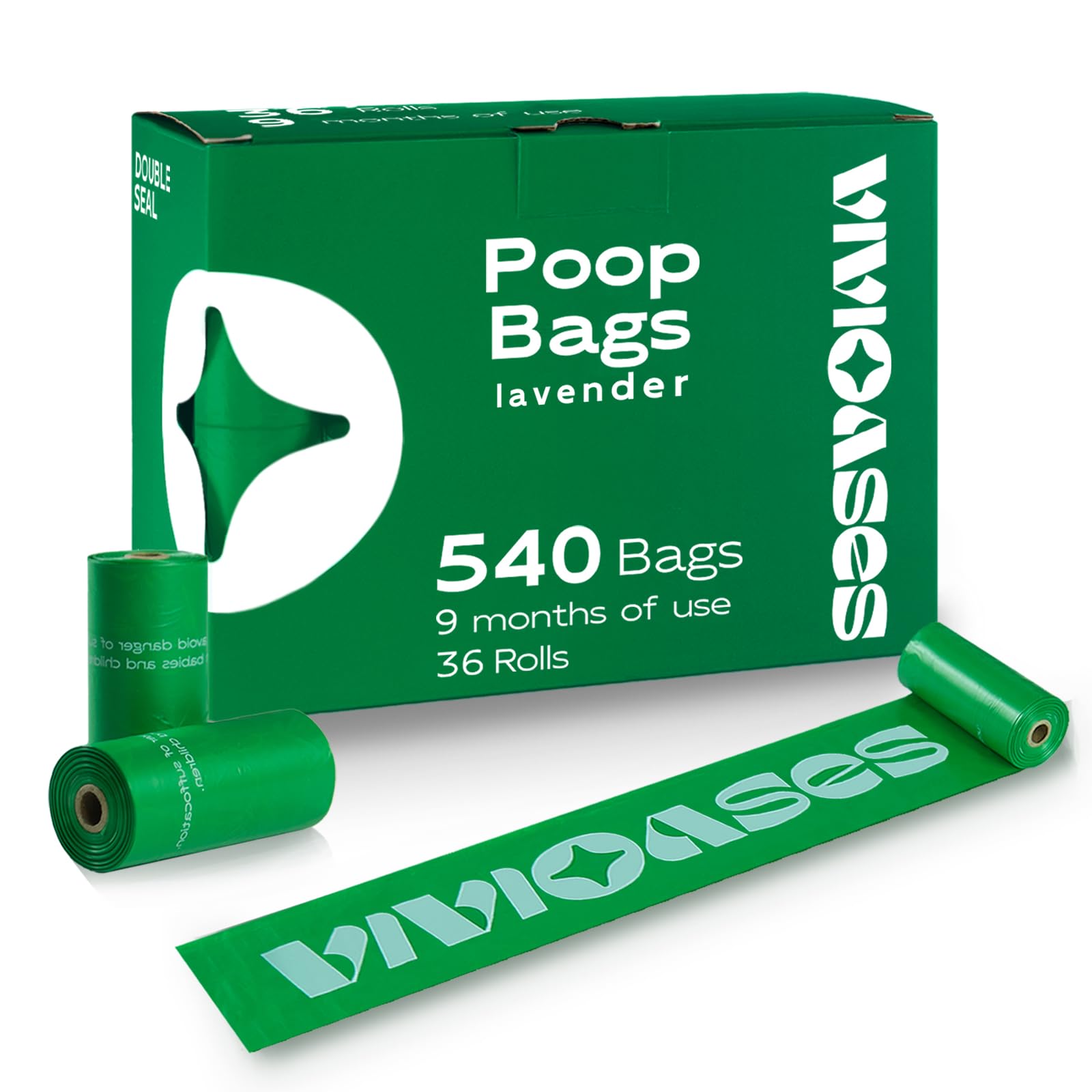 540 Count Dog Poop Bags Rolls, 9" x 13" Dog Bags for Poop, 100% Leak Proof and Strong Sturdy Doggie Poop Bags, Pet Waste Bags, Lavender, Scented