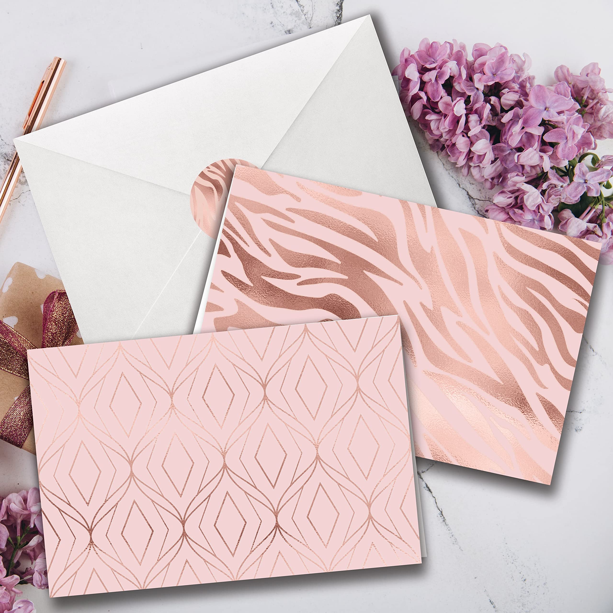 50-Pack Assorted Greeting Cards: 4x6’’ Blank Note Cards with Envelopes and Matching Stickers - Featuring 10 Unique Designs for Various Occasions Such as Thank You, Birthday, Business, and More