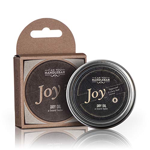 CanYouHandlebar Beard Balm for Men, Dry Oil Beard Wax, Natural Beard Care Conditioner Moisturizer Softener Grooming Products, Peppermint and Clary Sage Scent, 2 oz Stainless Steel Tin