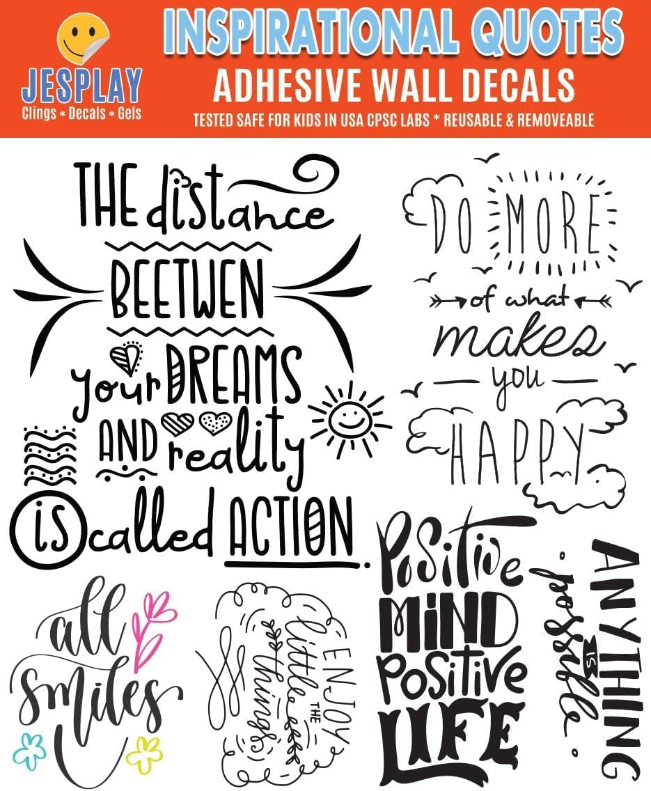Inspirational Wall Decals for Classrooms and Room Décor- Reusable Inspirational Quotes Adhesive Wall Decals - Must Haves for Teachers, Classroom Essentials,Preschool, Elementary, Daycare, School