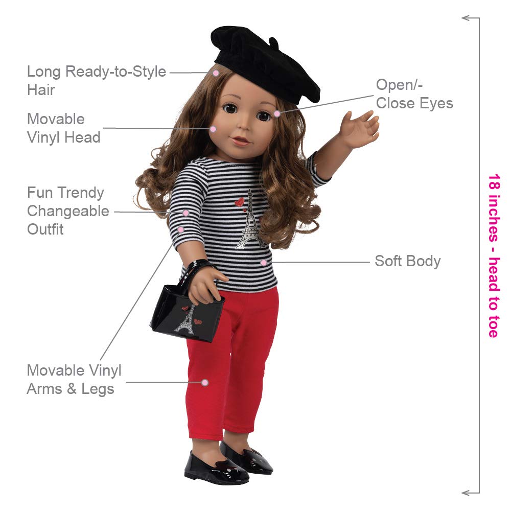 ADORA Amazon Exclusive - 18” Girl Doll in Fashionable and Elegant Outfit, Promotes Creative, Interactive and Memorable Pretend Play - Musical Girl Sienna
