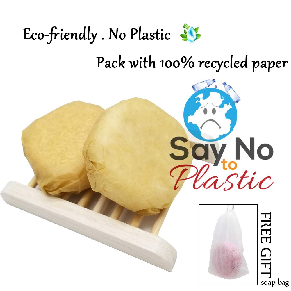 VERT Natural Shampoo Bar for Treated Dry Damaged Hair, 2 Pieces Solid Shampoo Soap with Vegetarian Plant Essence, Helps Stop Hair Loss and Promotes Healthy Growth, 4.2oz