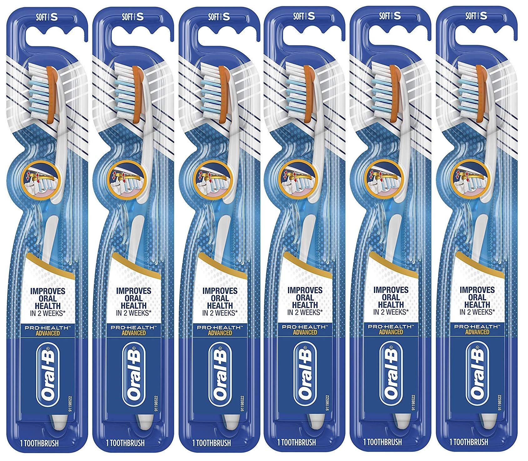 Oral-B Pro-Health Advanced Clinical Pro-Flex Toothbrush, Soft - Pack of 6