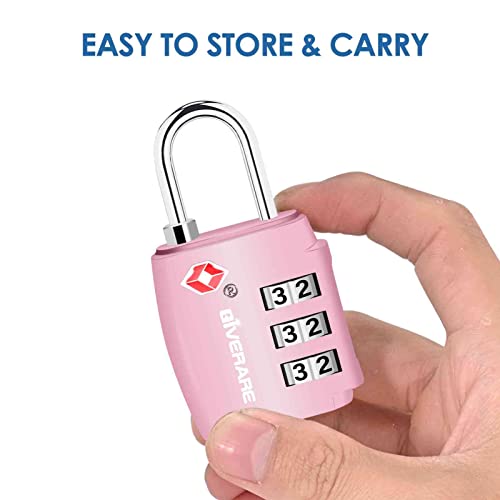 2 Pack TSA Approved Travel Luggage Locks, Combination Lock Alloy Body, Keyless 3-Digit Padlocks, Travel Sentry Accepted Compatible Padlock for Gym Locker, Golf Bag Case, Backpack, Black-by GIVERARE