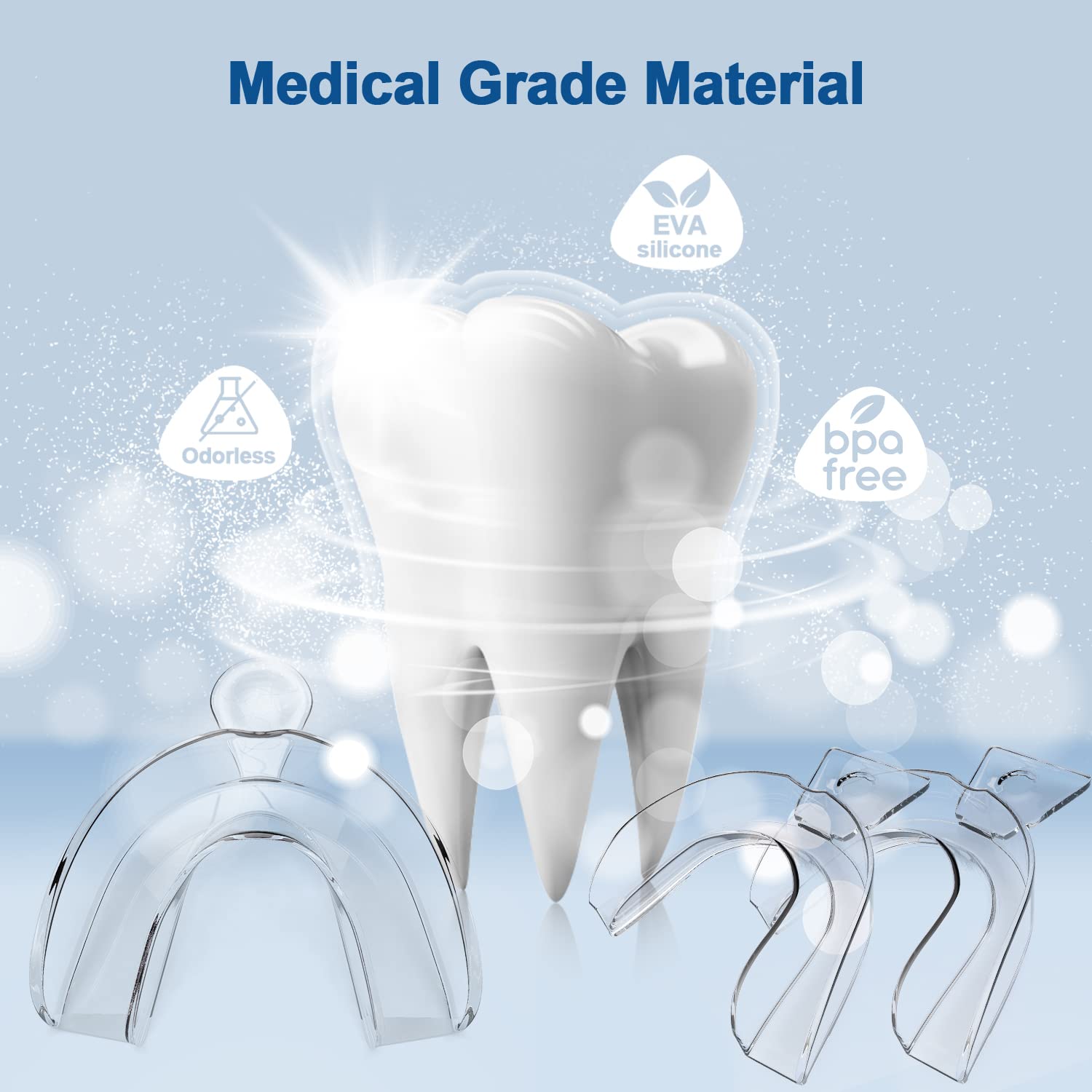 EZGO Teeth Whitening Trays, BPA Free Moldable Mouth Trays, Custom Fit, Comfortable, Trimmable Mouth Guard, Used on Teeth Grinding, Teeth Whitening, and Sports Campaign (3 Trays)