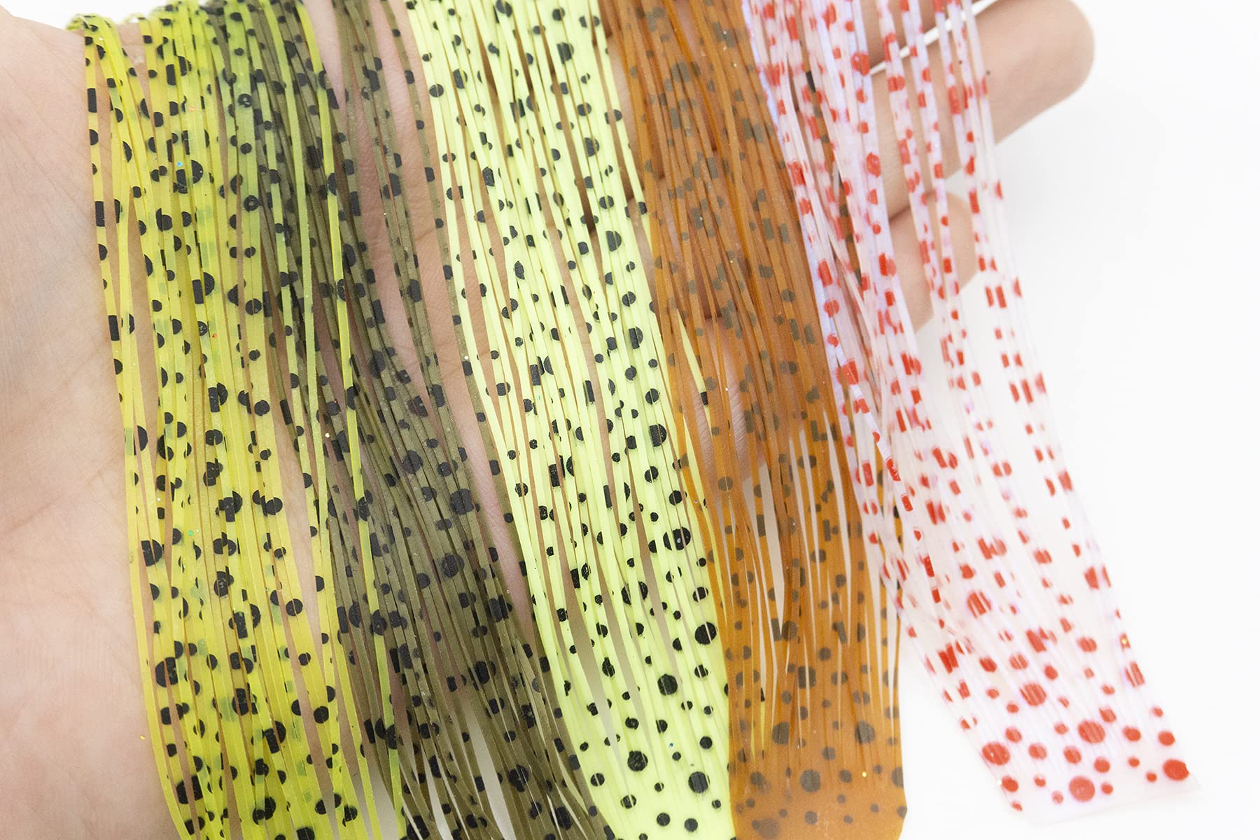20Pc 10Colours Fishing Jig Lures Mixed Colors DIY Silicone Whole Sheet Skirts for Jig Lures Regular Skirt Colours with Fly Tying Material Free Rubber Band CMB10#