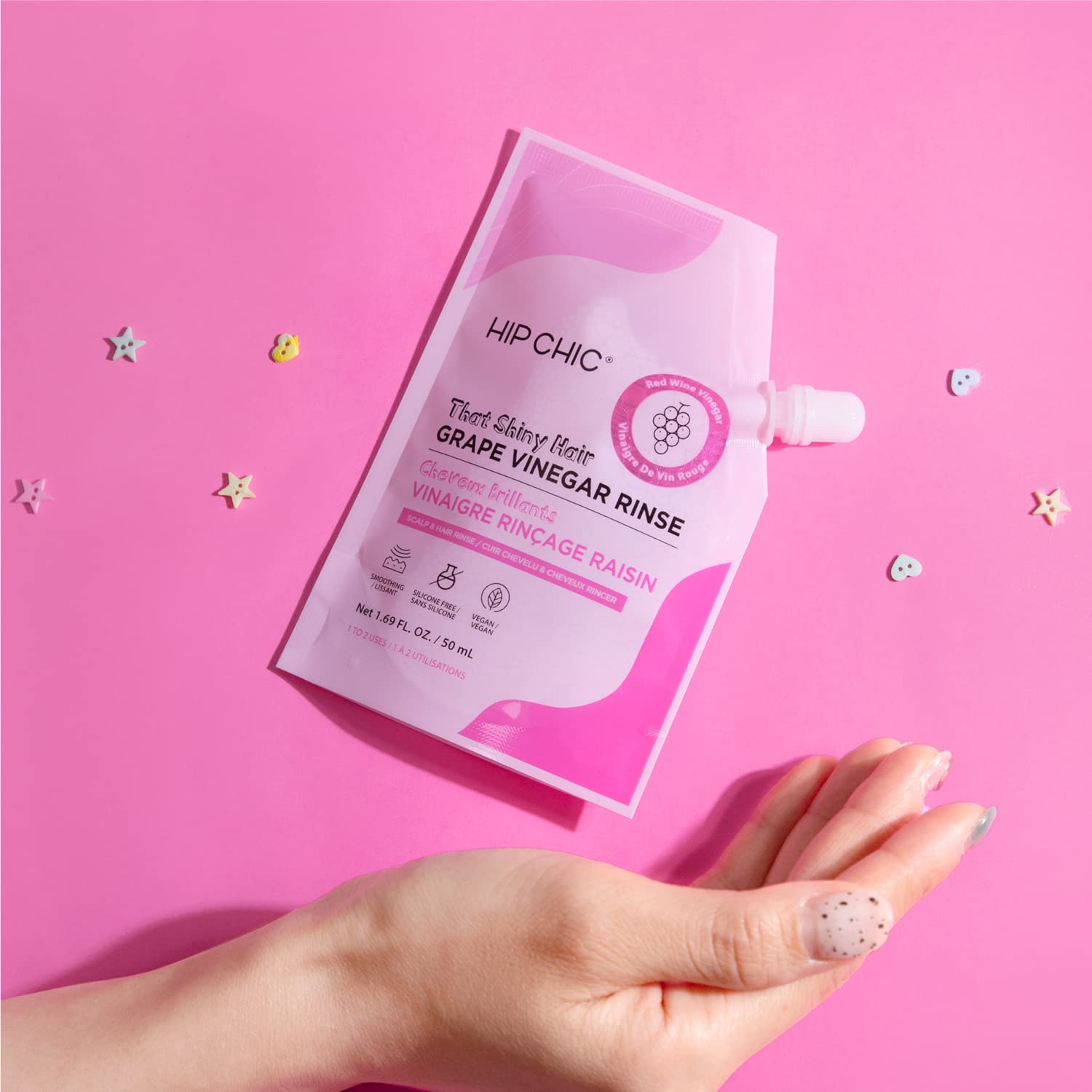 HIP CHIC That Shiny Hair Grape Vinegar Rinse [1 Count] Clarifying for Smooth and Fresh Hair,