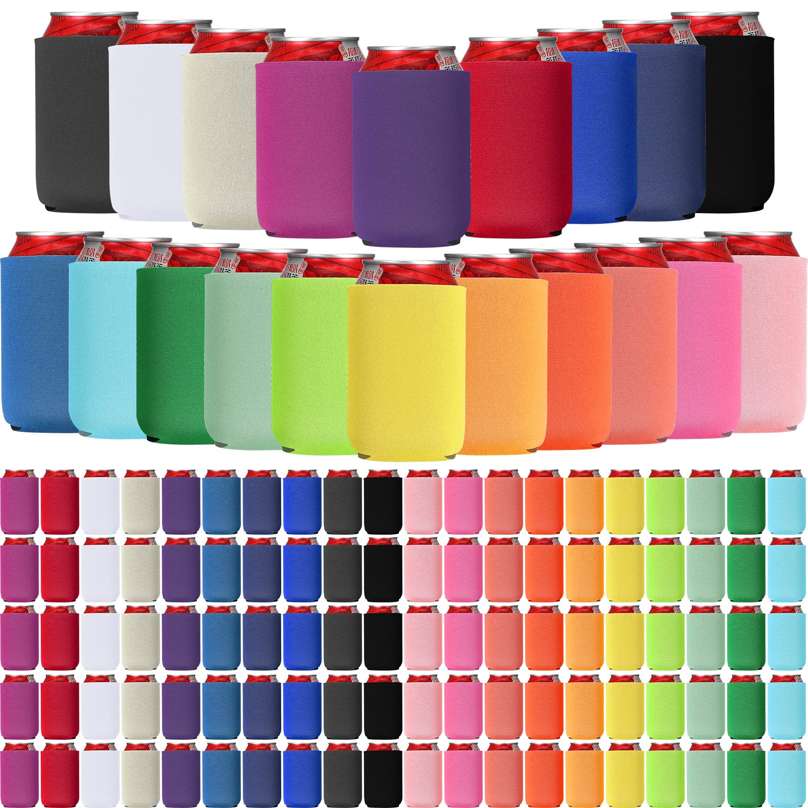 240 Pcs Blank Beer Can Coolers Bulk Collapsible Sublimation Foam Soda Can Covers Insulated Reusable Insulators Cooler Sleeves for Weddings, Bachelorette Parties, HTV Projects, 20 Colors