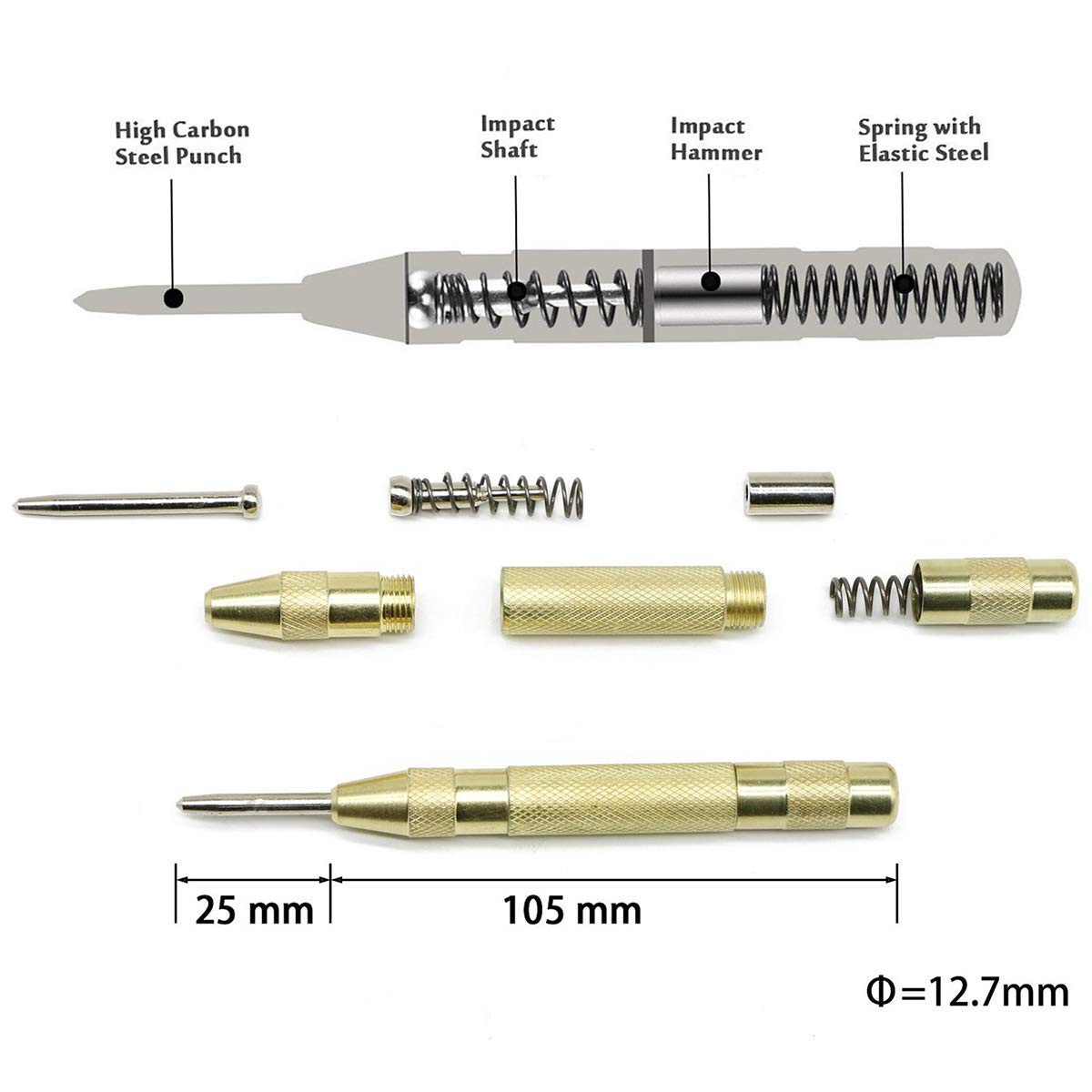 3Pcs HSS Spiral Step Drill Bit Set, 1/4" Hex Shank High Speed Steel Titanium Coated Cone Hole Cutter Bit with Automatic Center Punch for Drilling Plate Aluminum Metal Wood Hole (4-12mm/4-20mm/4-32mm)