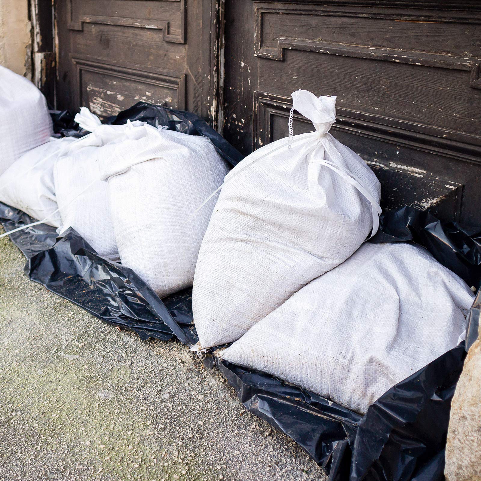 Shappy 100 Pieces Empty Sandbag Heavy Duty Flooding Outdoor Woven Polypropylene Sand Bags with Solid Ties for UV Protection Emergency Situation Roadblock Building Construction, 26 x 14 Inches (White)