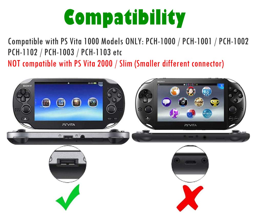 BATSOEASY 3.9ft USB Charger Cable Compatible with PS Vita, Charging Cable Data Cord Compatible with PlayStation Vita 1000 PSV with 6pcs Thumb Grip Caps (Only Compatible with PS Vita 1000 Models)