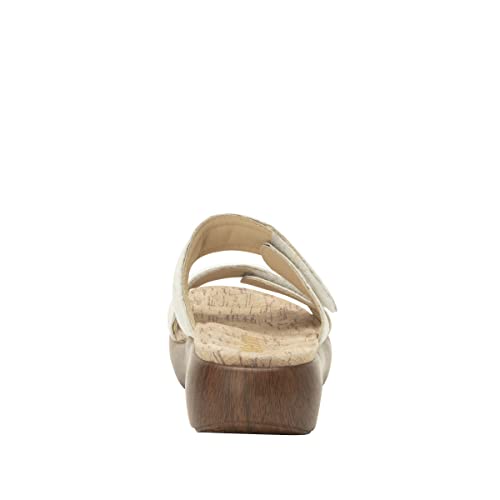 Alegria Womens Brayah White Leather Double Strap Slide Sandal 9.5-10 M US