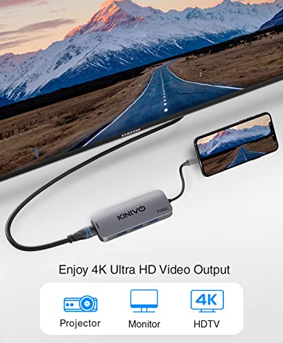 Kinivo 710UC USB C Hub (7 Port USB-C Adapter- 3 USB 3.0-5Gbps Data, 4K HDMI, 100W PD, SD, TF Card Reader) - Compatible with MacBook Pro Air (Thunderbolt 3), iPad Pro, Chromebook, XPS, Samsung
