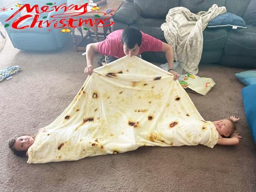 Acteb Burrito Tortilla Blanket Gifts for Kids Teens 60in, 300GSM Double Sided Print Novelty Soft Flannel Wrap Round Throw Blankets Home Decor Food Taco