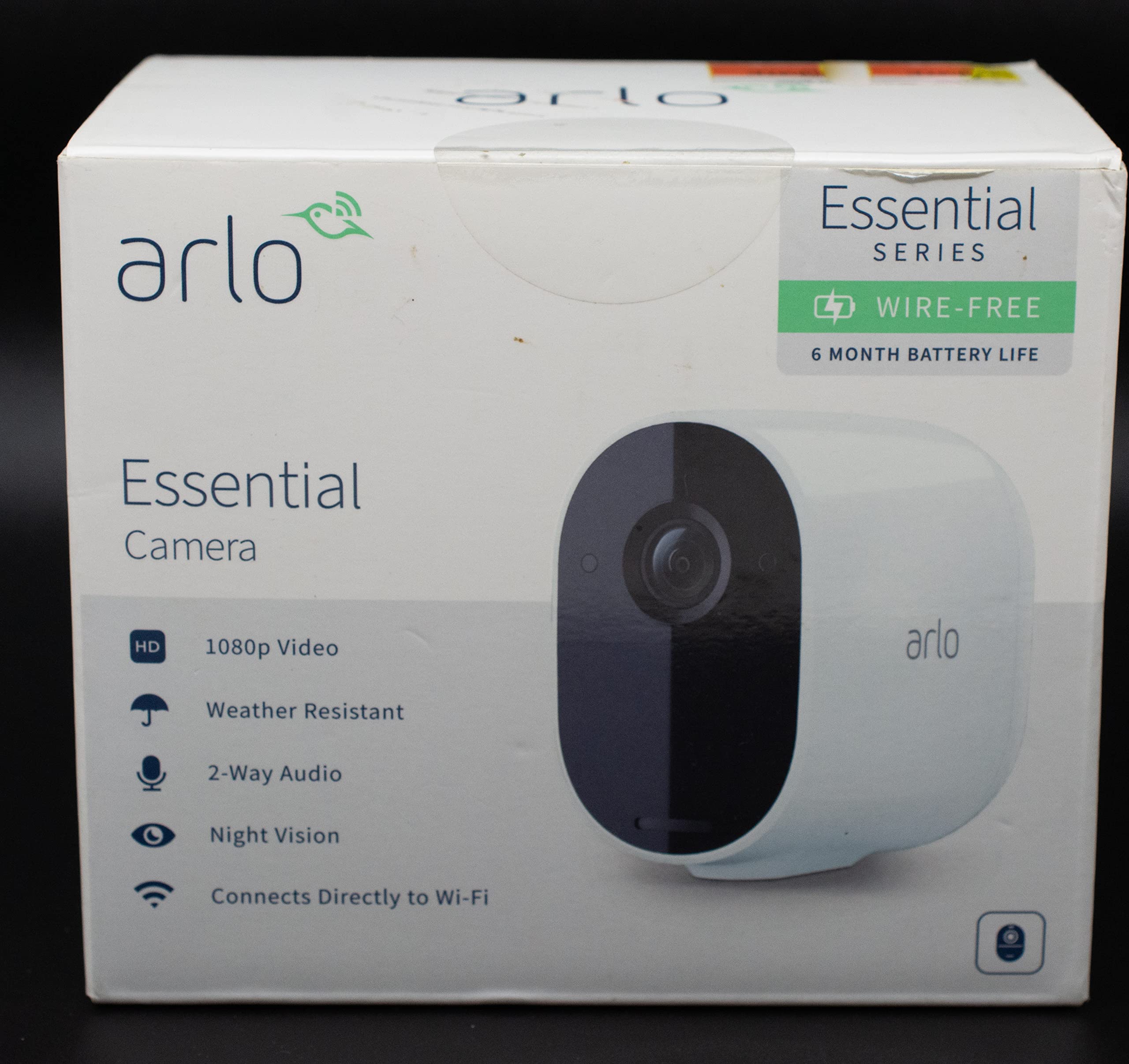 Arlo Essential Wire Free Security Camera (No Spotlight) 1 Pack (Wireless Security System, 1080p Video, Indoor/Outdoor Camera, Night Vision, Surveillance, 2 Way Audio, Weather Resistant) VMC2020W