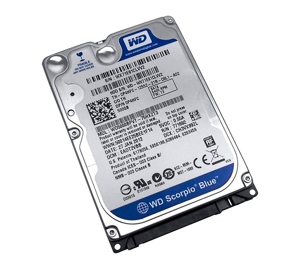 500GB 2.5" Western Digital Scorpio Blue 5400RPM SATA 9.5mm Notebook HD 8MB Cache