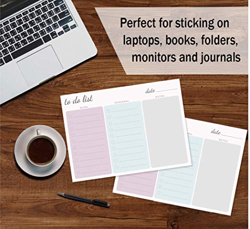 Large Work Home to Do List Sticky Notes, 8x6" inches by DAILY RITMO (Pastel)