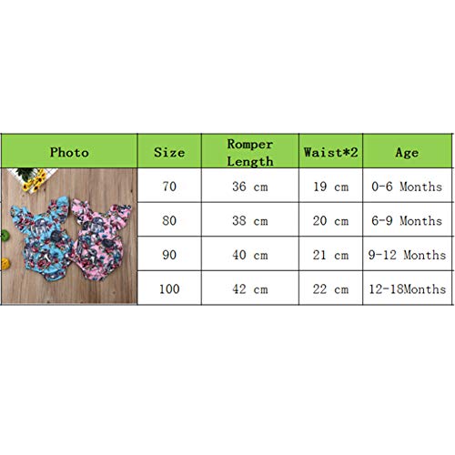 Axupico Baby Girl Romper Clothes Newborn One Piece Romper Floral Sleeveless Backless Ruffle Sleeve Princess Summer Clothes (Pink, 6-9Months)