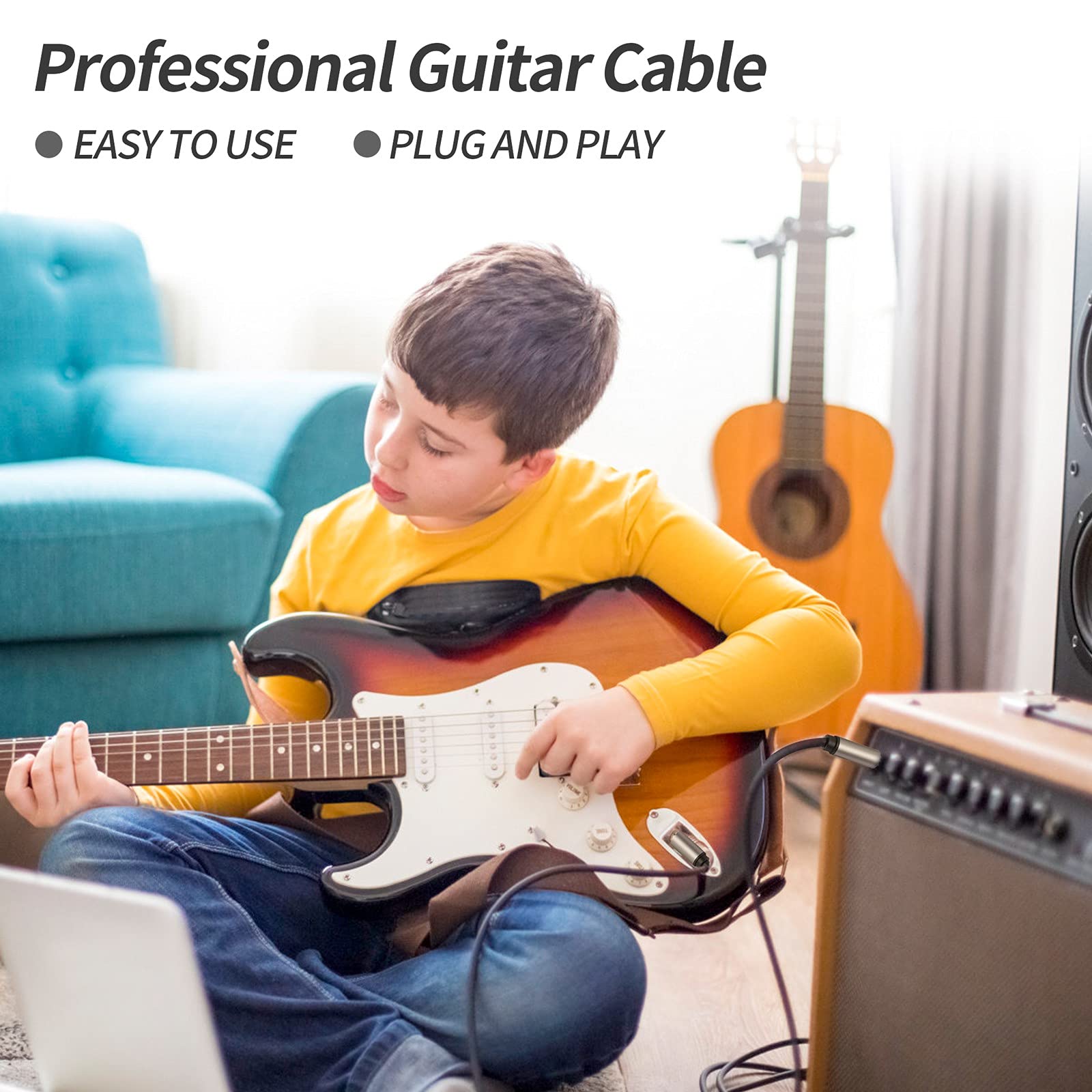 ARLX Guitar Cable 10 Feet Professional Guitar Amp Cord 1/4 inch Instrument Cable, Electric Bass Guitar Cable