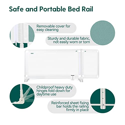Babelio Toddler Bed Rails, Guardian 39"-51" Extendable Guard for Toddlers, Kids & Elderly Adults, 22.5" Tall Baby Side Rails Crib Twin /Queen /Full /King Size, CPSIA Certified (Gray)