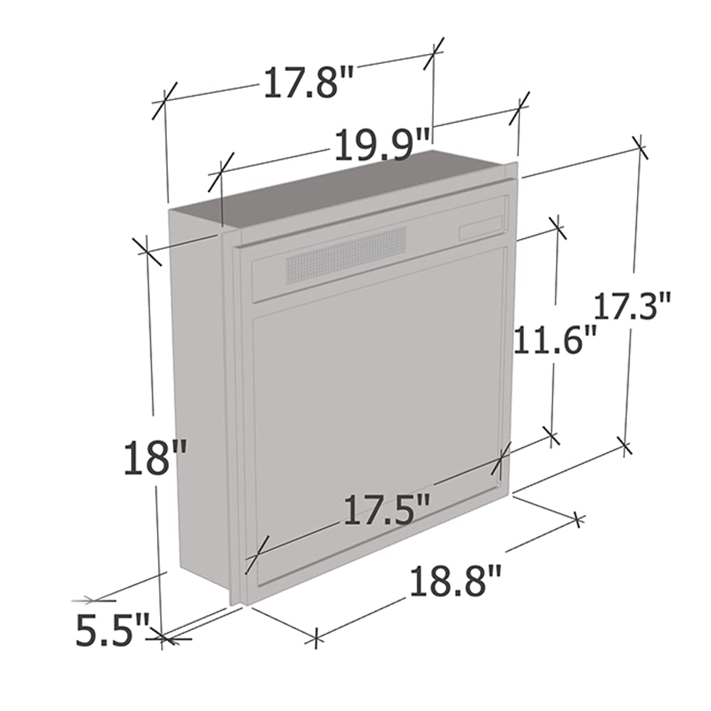 20" Electric Fireplace Wall Recessed Heater, 1500W/5100BTU (Black)