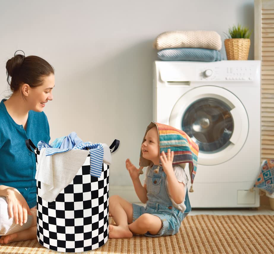 HIYAGON Boys Laundry Basket hamper Kids Storage Basket Car Toy Organizer Bins for Room Decor,Gift Basket for Bedroom(Racing Flag)