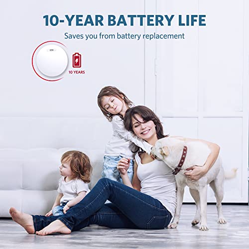 3 Pack Fire Alarms Smoke Detectors, HATHEPHS 10-Year Battery Ultra-Thin Photoelectric Smoke Alarm with Large Test/Silence Button, Adhesive Tapes Included
