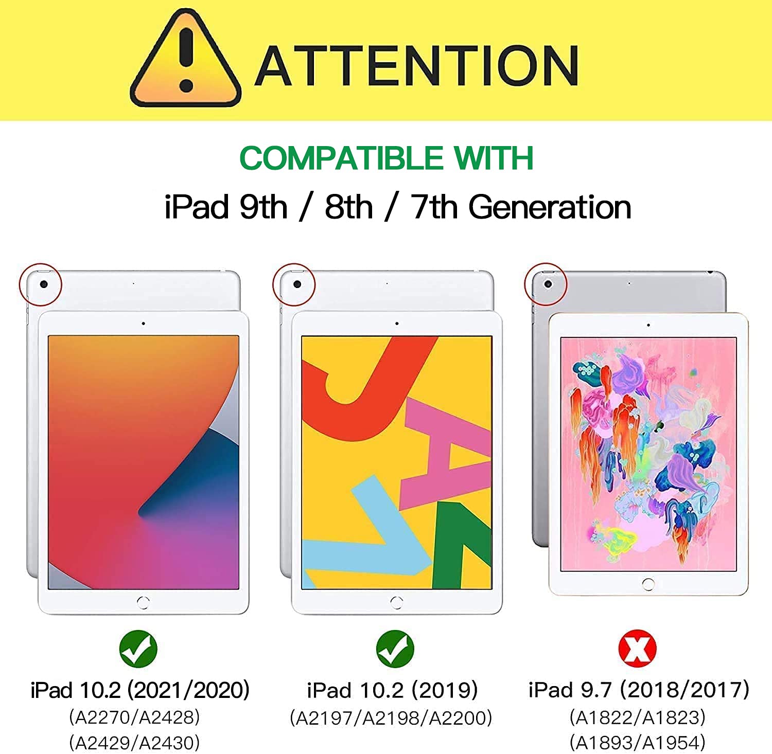 Azzsy Case for iPad 9th Generation/iPad 8th Generation/iPad 7th Generation (10.2 Inch, 2021/2020/2019 Model), Slim Heavy Duty Shockproof Rugged Protective Case for iPad 10.2 inch, Black
