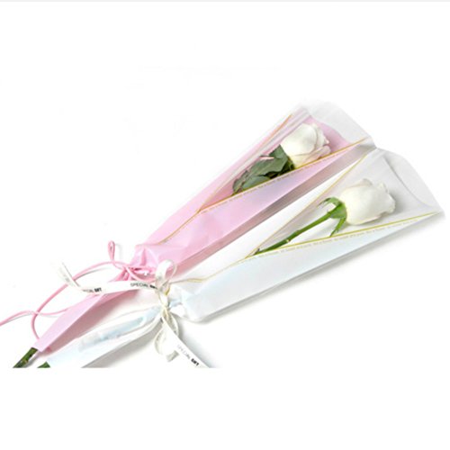 BBC Flower Wrapping Paper Single Rose Packaging Bag 100 Pack (Pink)