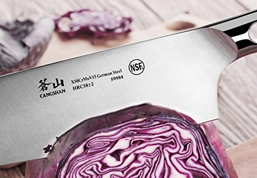 Cangshan N1 Series German Steel Forged Nakiri Vegetable Cleaver, 7" Blade, Silver