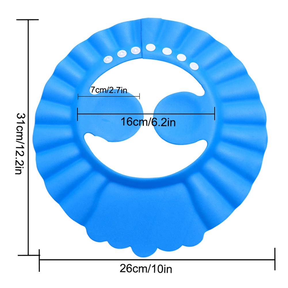 Baby Shower Shampoo Bath Protection Cap Waterproof Ear Protection Eye Protection 3 Pieces- Soft Cap Adjustable Bathroom Sun Visor Suitable for 0-3-10 Years Old