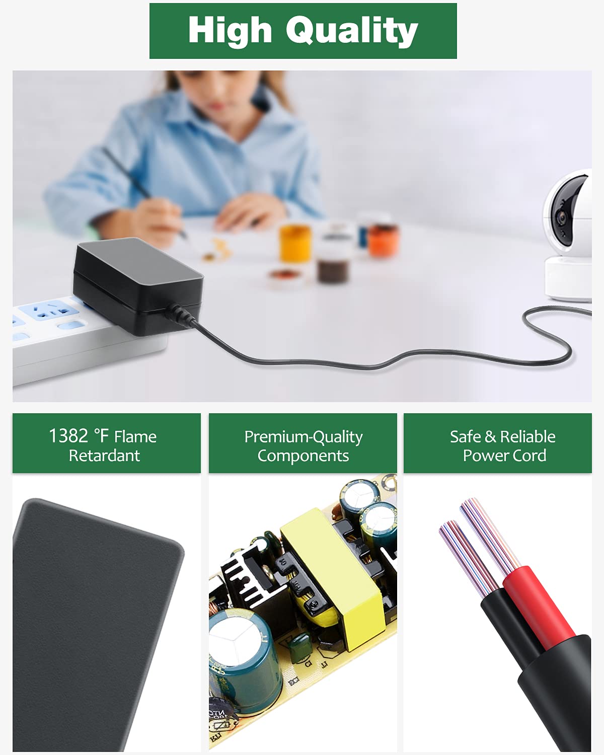 JOVNO 12V 2A 24W Multi Tips(10pcs) Switching Power Adapter, 100-240V AC to DC 12V Power Supply RGB LEDs Driver with 5.5x2.1mm 4.0x1.7mm 3.5x1.35mm for LED Strip Light Camera Router LCD Monitor DC Pump