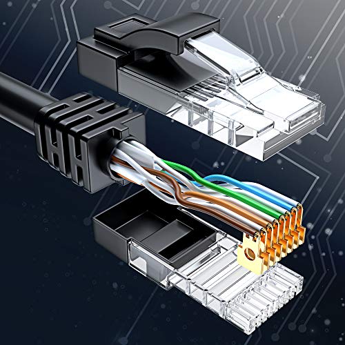Maximm Cat 6 Ethernet Cable 15 Ft, 100% Pure Copper, Cat6 Cable (24 Pack) LAN Cable, Internet Cable, Patch Cable and Network Cable - UTP (Black) 15 Feet