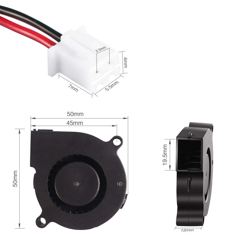 5015 Brushless Cooling Fan 4PCS 3D Printer Blower DC 12V Fans 50x50x15mm Fan for Hotend Extruder Heat Sinks with 2 Pin Terminal and Other Small Appliances Series Repair Replacement(12V 0.18A)