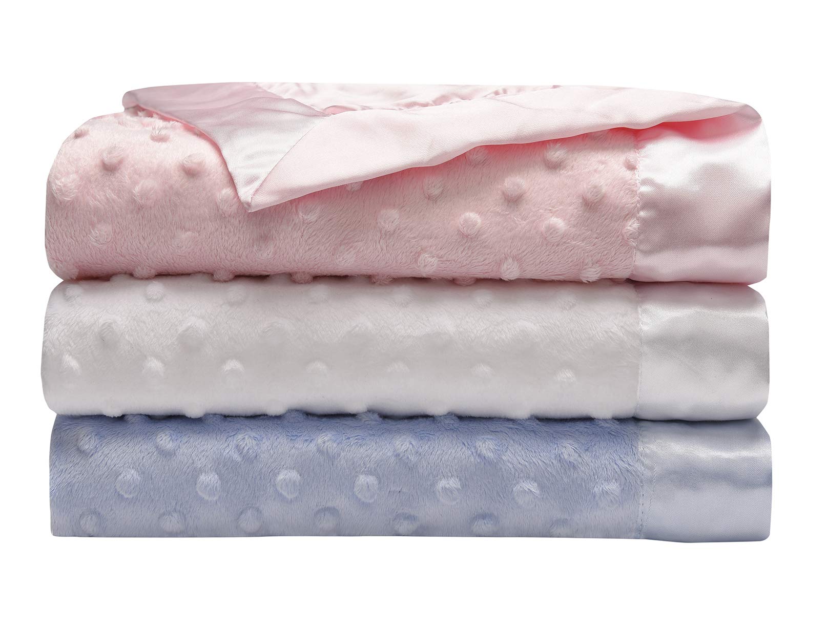 Baby Starters Textured Dot Blanket with Satin Trim, White 30" x 40"