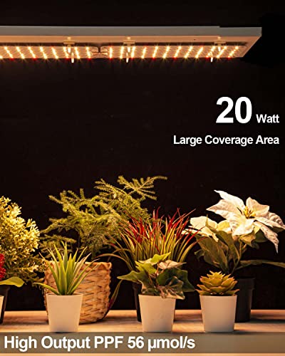 DOMMIA Grow Light, 2Pcs Ultra-Thin Plant Light for Indoor Plants, 20W Full Spectrum LED Plant Grow Light with ON/Off Switch, DIY Hanging Plant Growing Lamps for Seed Starting, Succulents, Veg, Herbs