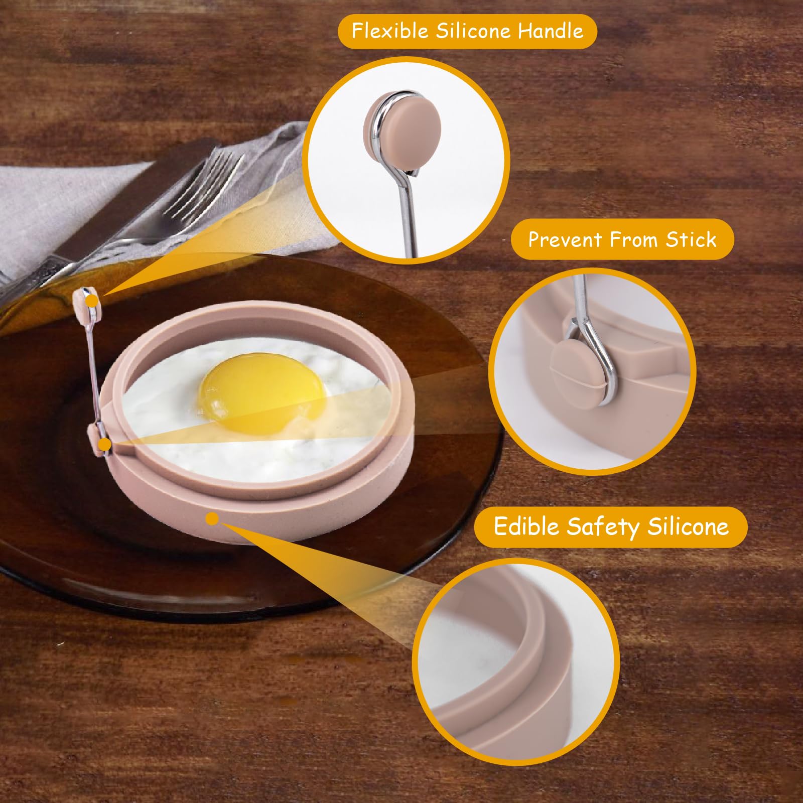 4 Pack Silicone Egg Rings, Non Stick Egg Ring Mold, Food Grade Egg Cooking Rings for Fried Egg, Egg Mcmuffin Ring, Nordic Color, 4 Inch