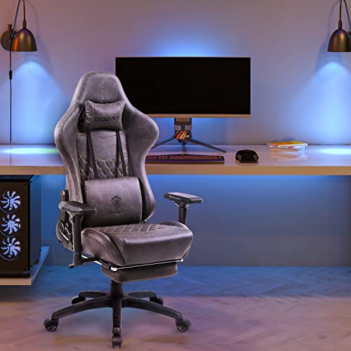 Dowinx Gaming Chair Ergonomic Racing Style Recliner with Massage Lumbar Support,4D armrests Game Chair for Computer PU Leather with Retractable Footrest Brown